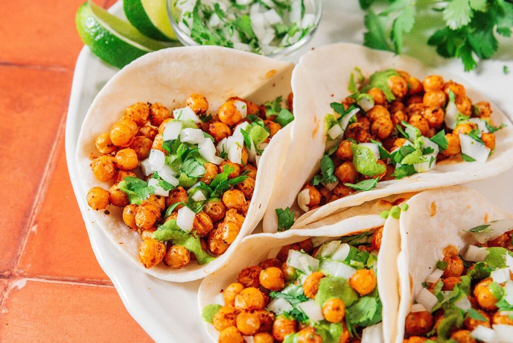 Tacos de Garbanzos en 15 Minutos (Estufa o Freidora de Aire)